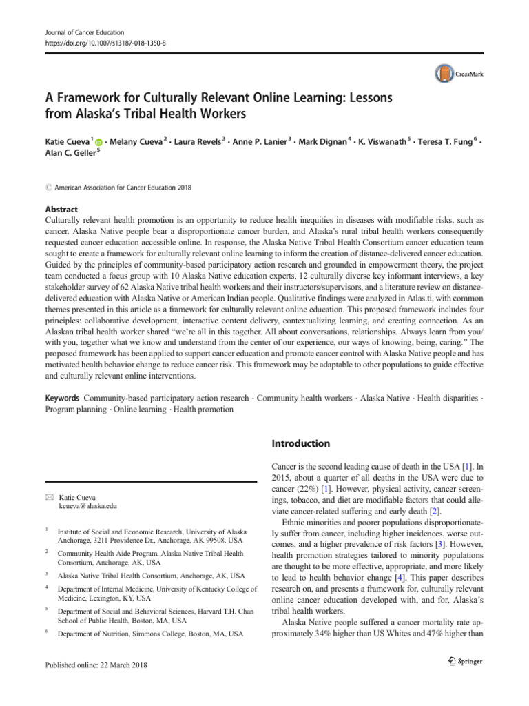 Cueva Et Al. 1058. A Framework For Culturally Relevant Online Learning ... Cueva Et Al. 1058. A Framework For Culturally Relevant Online Learning ...
