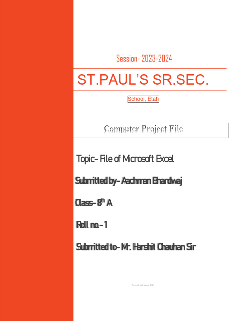 ST - Paul'S SR - Sec.: Topic-File of Microsoft Excel | PDF | Technology ...
