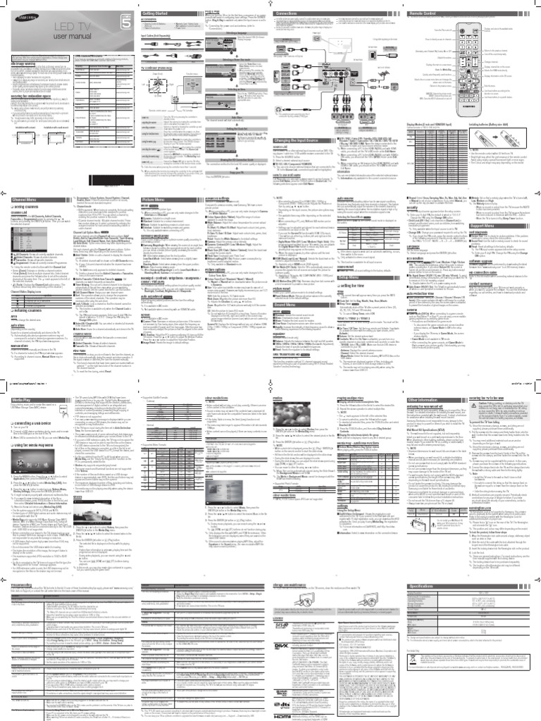 (Ues5000 Asia) BN68 04047a 05eng 0726 | PDF | Hdmi | Television
