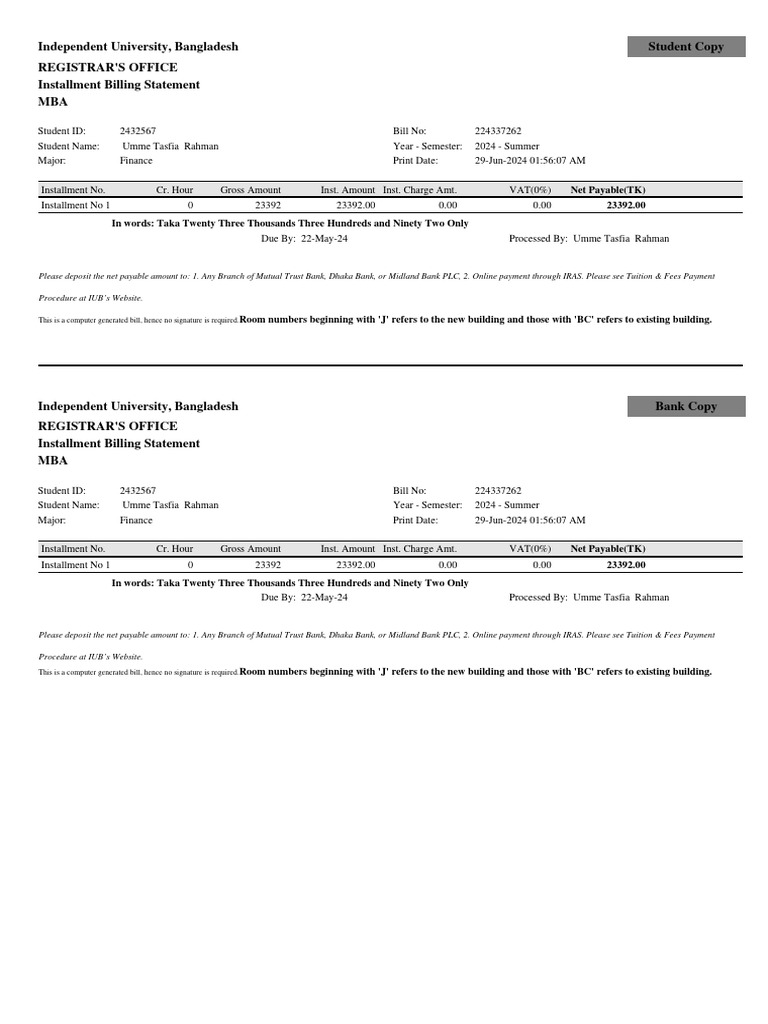 Installment No 1 - 2432567 | PDF | Financial Services | Banking