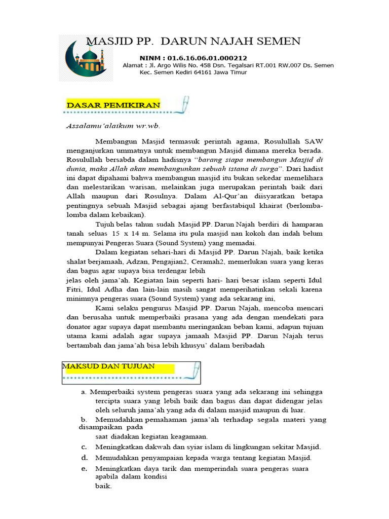 Proposal Sound System 1 | PDF | Memasak, Makanan, & Anggur | Agama ...