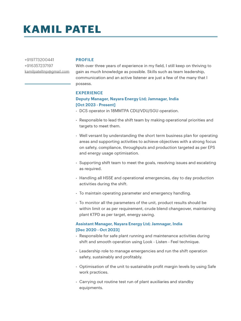 Kamil Resume (PP) | PDF