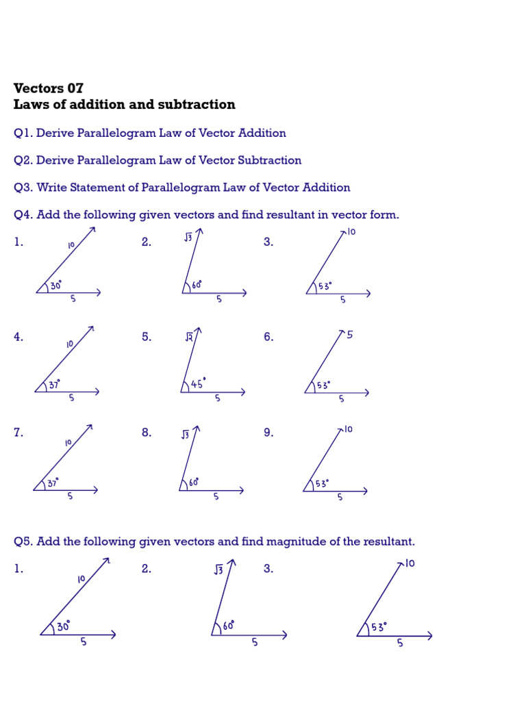 Vectors 07 Parallelogram Triangle Polygon Law | PDF | Euclidean Vector ...