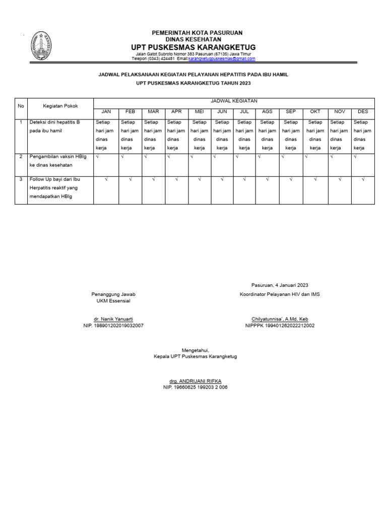 Jadwal Tahunan Ukm Hepatitis 2023 | PDF