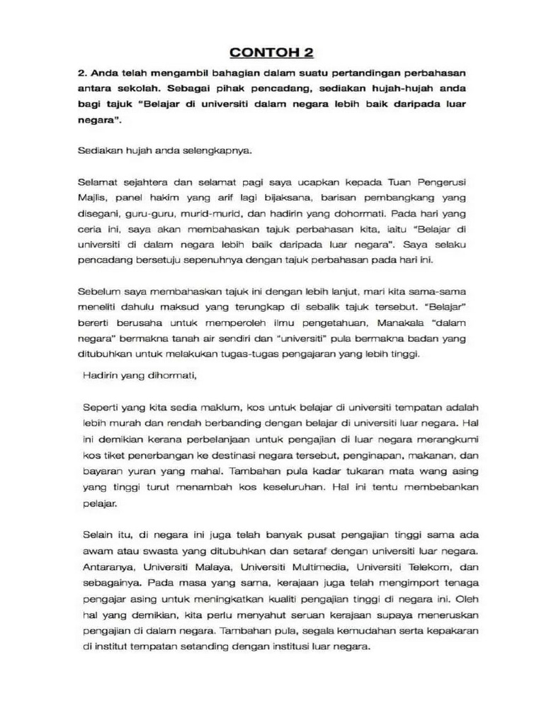 Contoh Karangan Perbahasan | PDF
