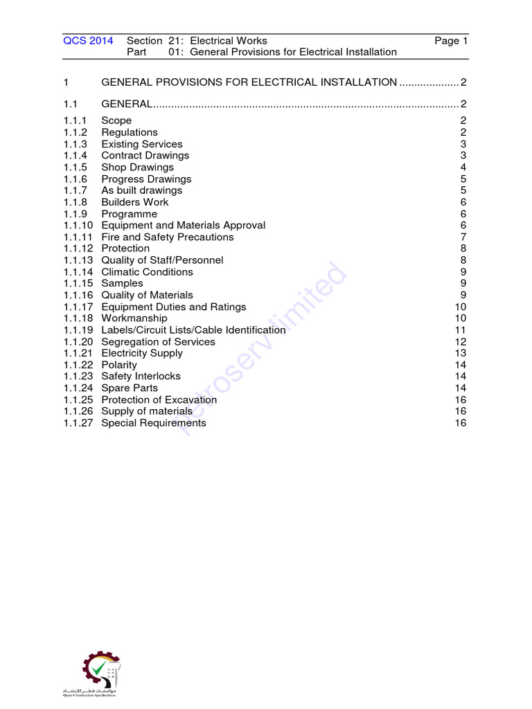 Part 01 - General Provisions For Electrical Installation | PDF ...