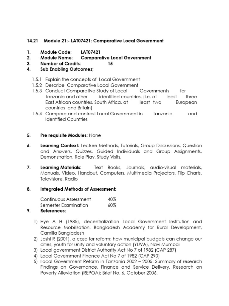 Comparative LG Assessment Plan | PDF