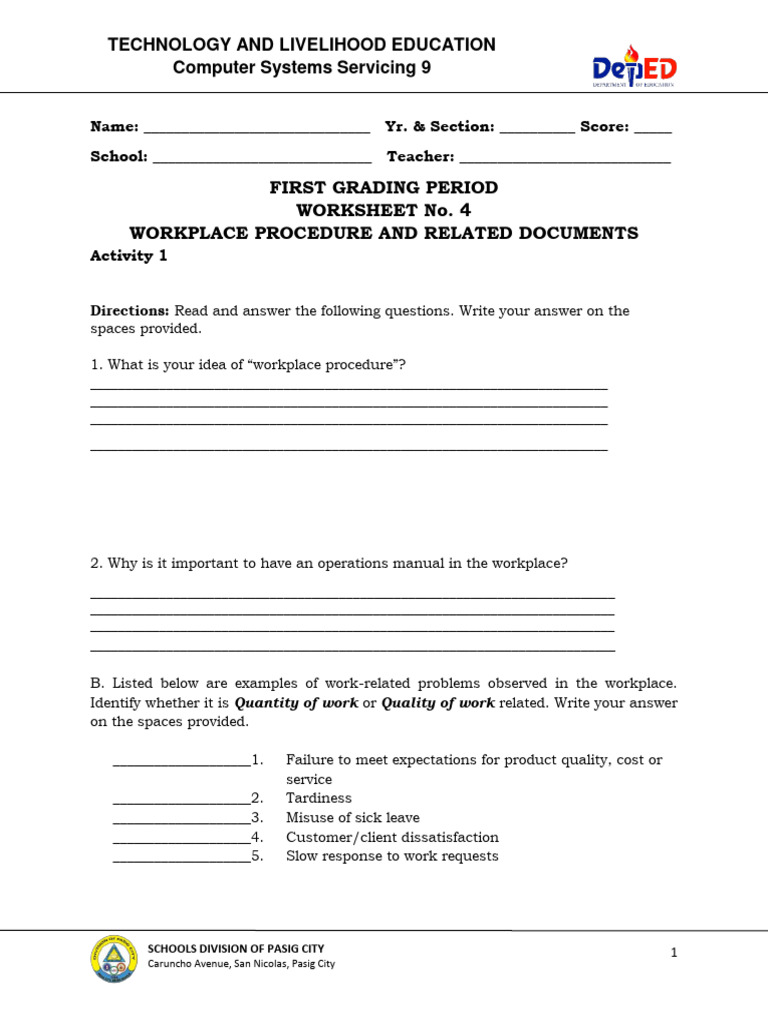 TLE CSS9-Q1-DW4 | PDF | Certification | Business