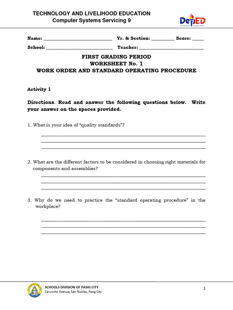 Tle CSS9-Q1-DW1 | PDF | Business