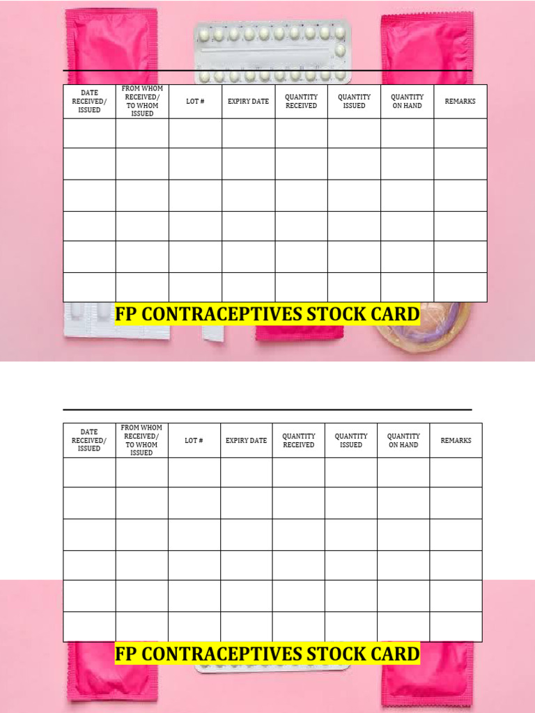 FP and Vaccine Stock Card Template | PDF