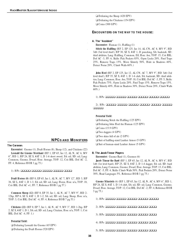 Hackmaster Slaughterhouse Indigo Battlesheet Appendix | PDF Hackmaster Slaughterhouse Indigo Battlesheet Appendix | PDF