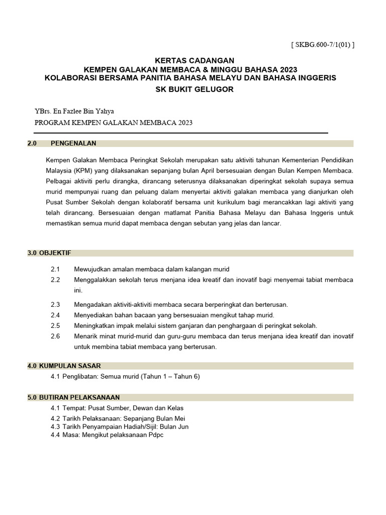 2023 Kertas Kerja KGM | PDF