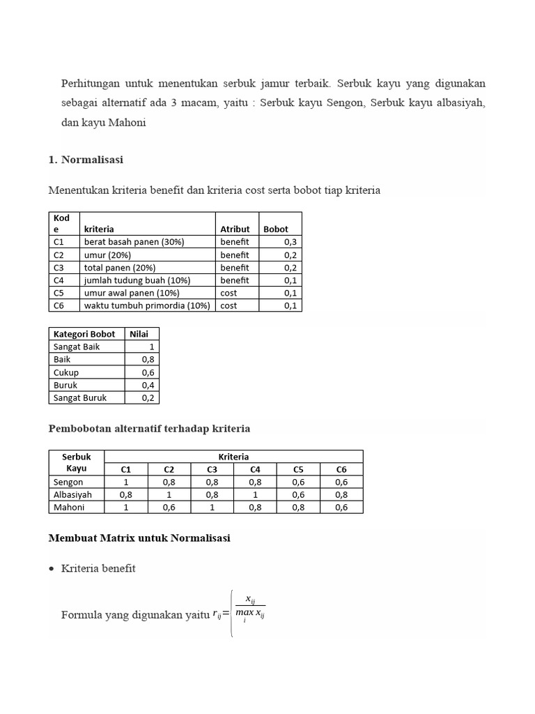 Perhitungan Metode SAW Serbuk Albasiyah | PDF