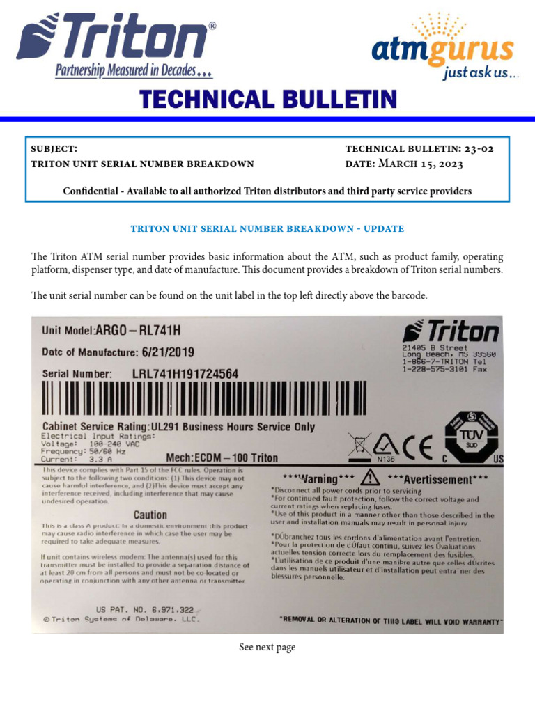 Triton Serial Number Breakdown Guide | PDF