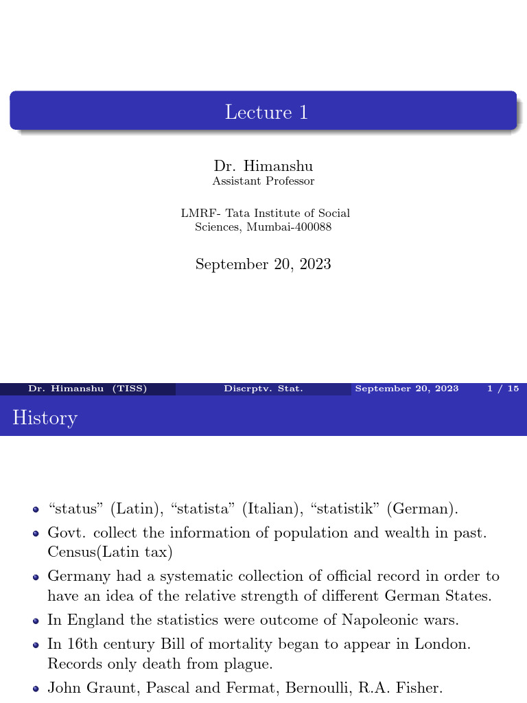 Lec 1 | PDF | Statistics | Methodology