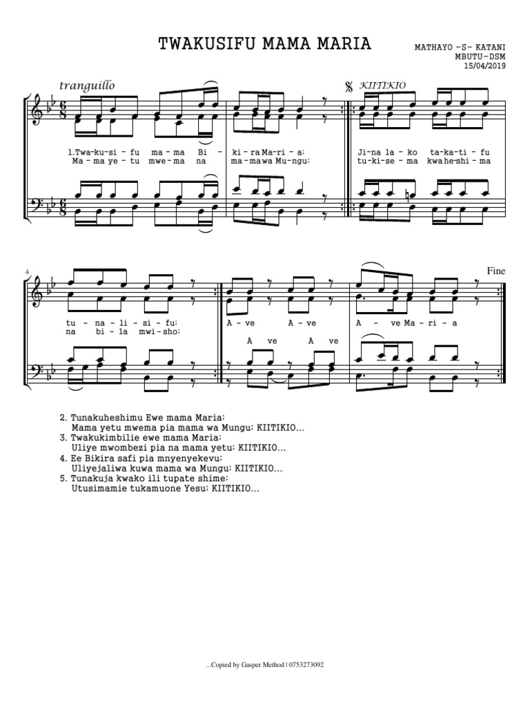 Twakusifu Mama Maria | PDF