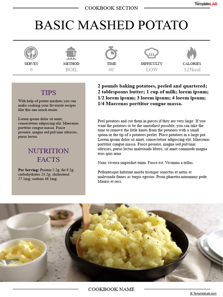 Basic Mashed Potato Recipe Guide | PDF | Cooking, Food & Wine | Wellness