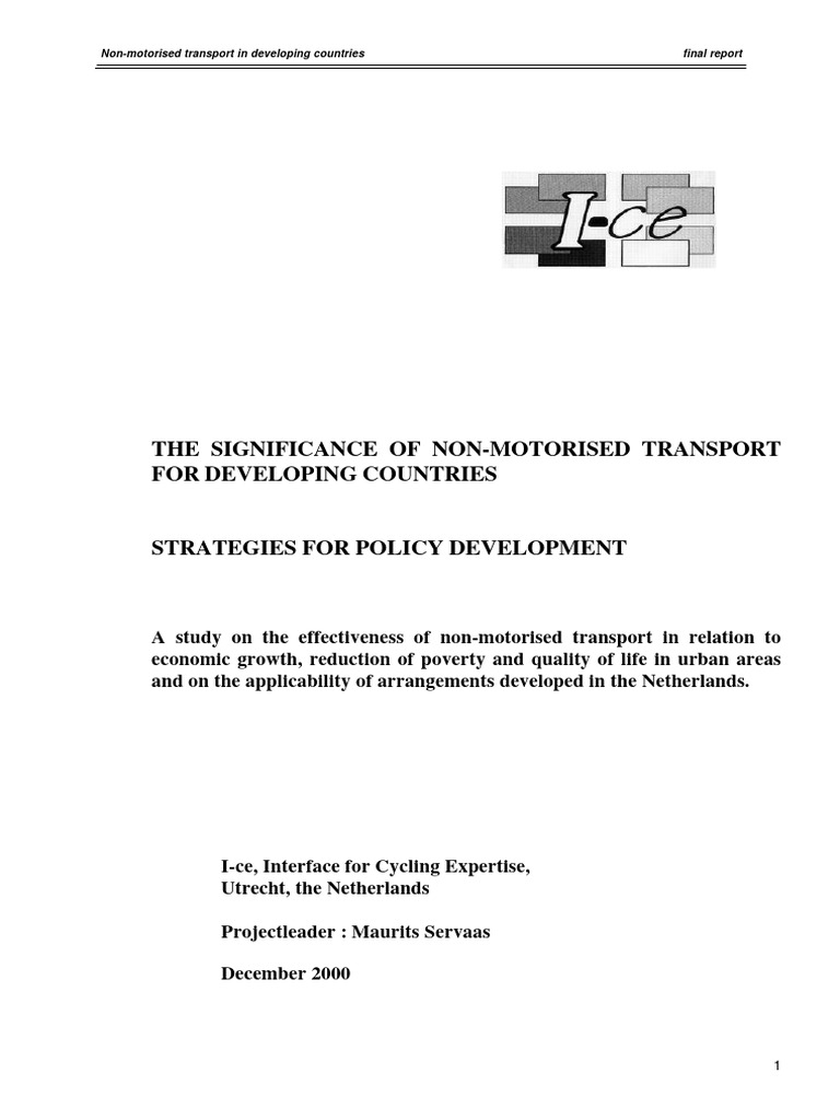 The Significance of Non-Motorised Transport For Developing Countries ...