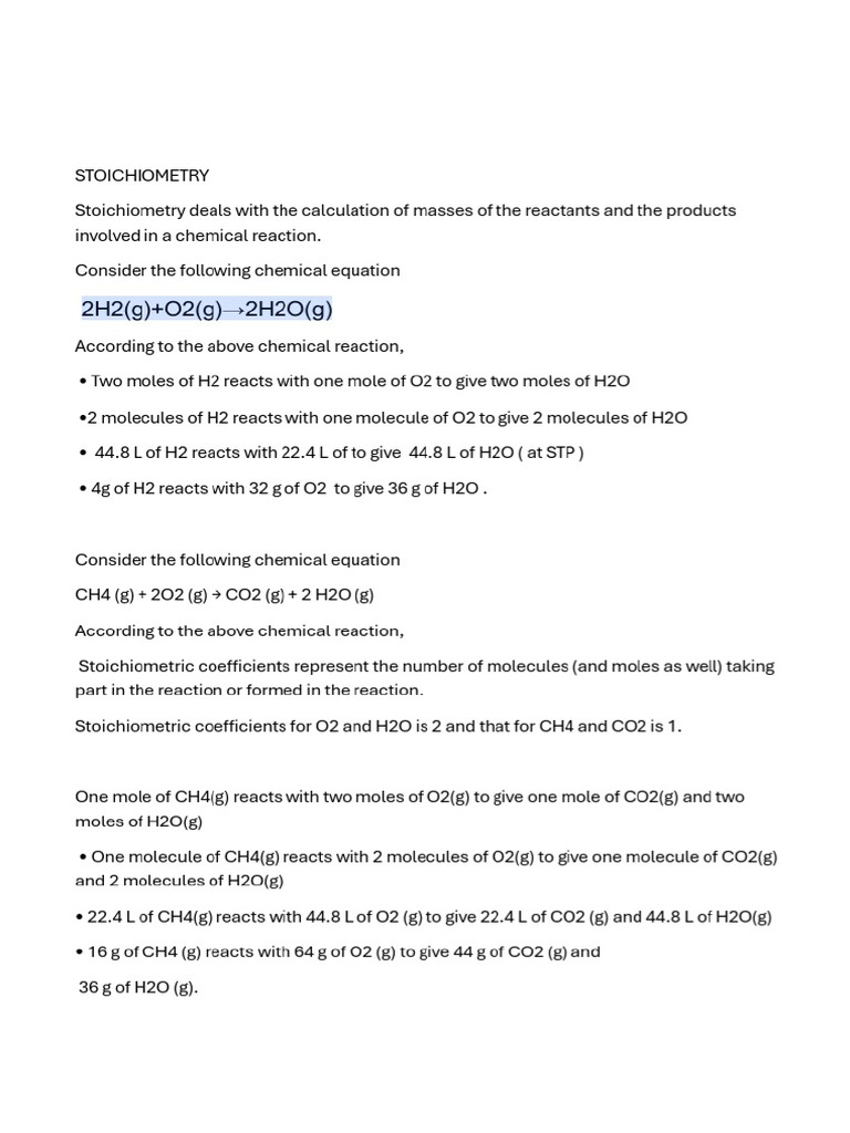 Stoichiometry and Limiting Reagent | PDF