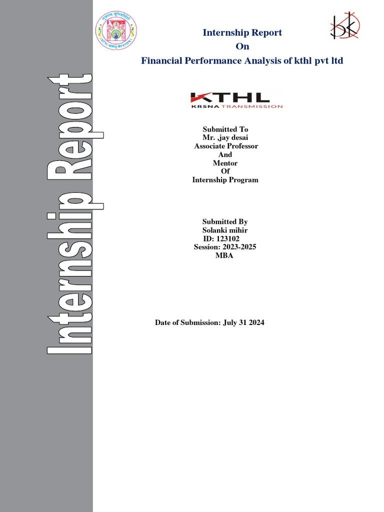 Internship Report On Financial Performan | PDF | Equity (Finance ...