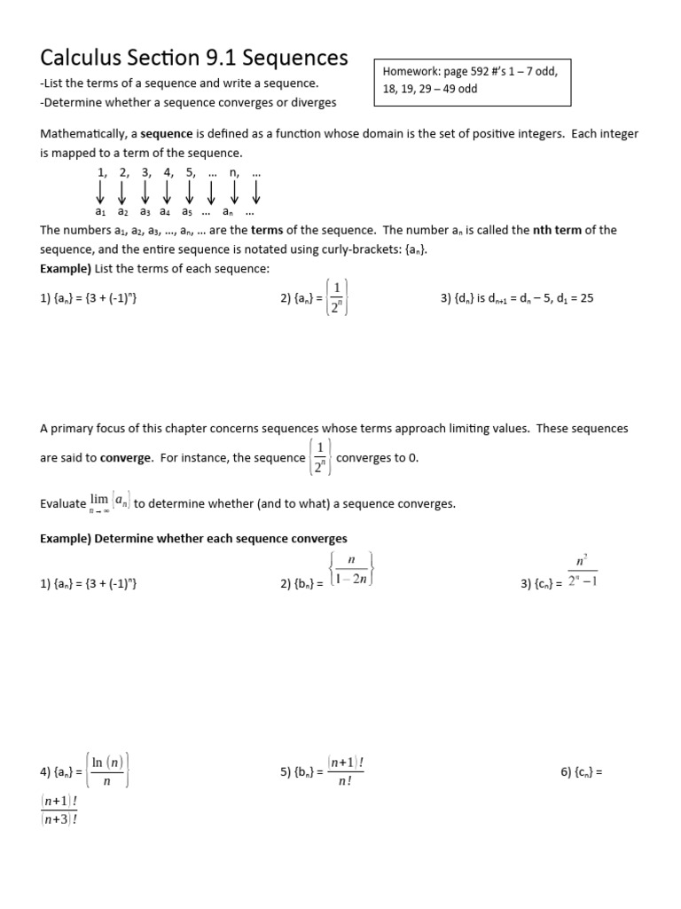9.1 Sequences | PDF | Sequence | Limit (Mathematics)