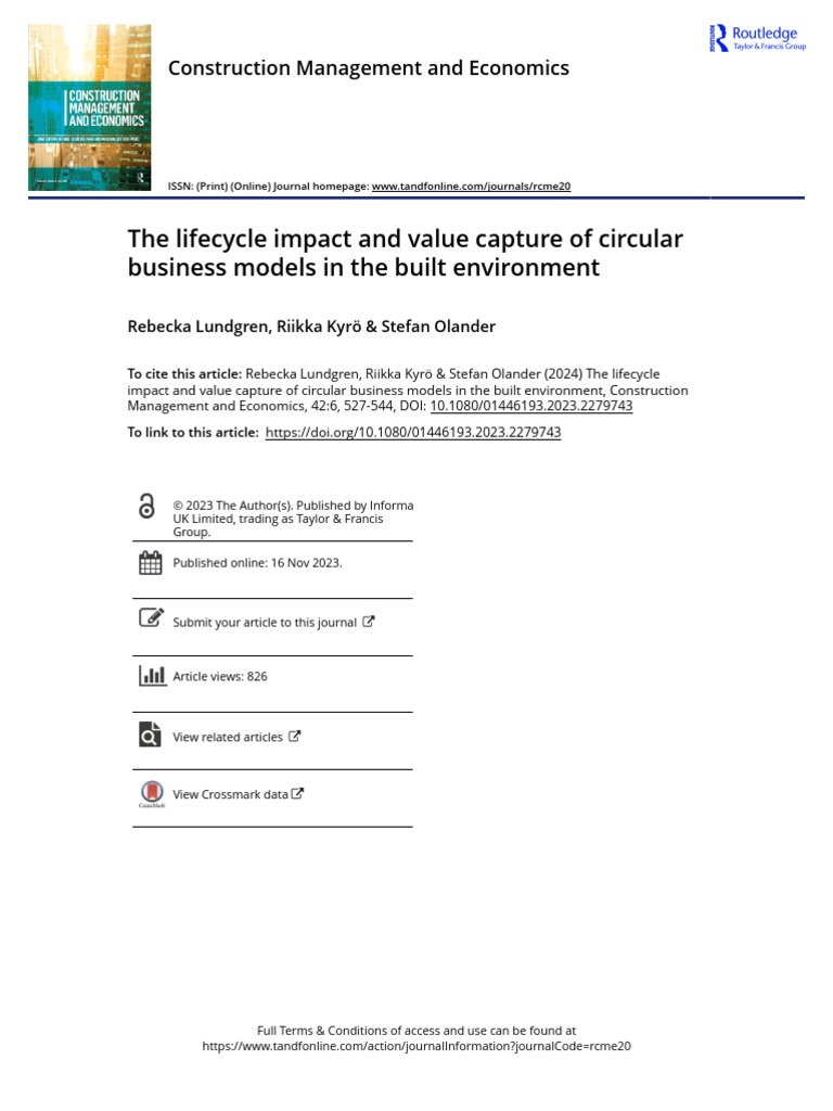 The Lifecycle Impact and Value Capture of Circular Business Models in ...