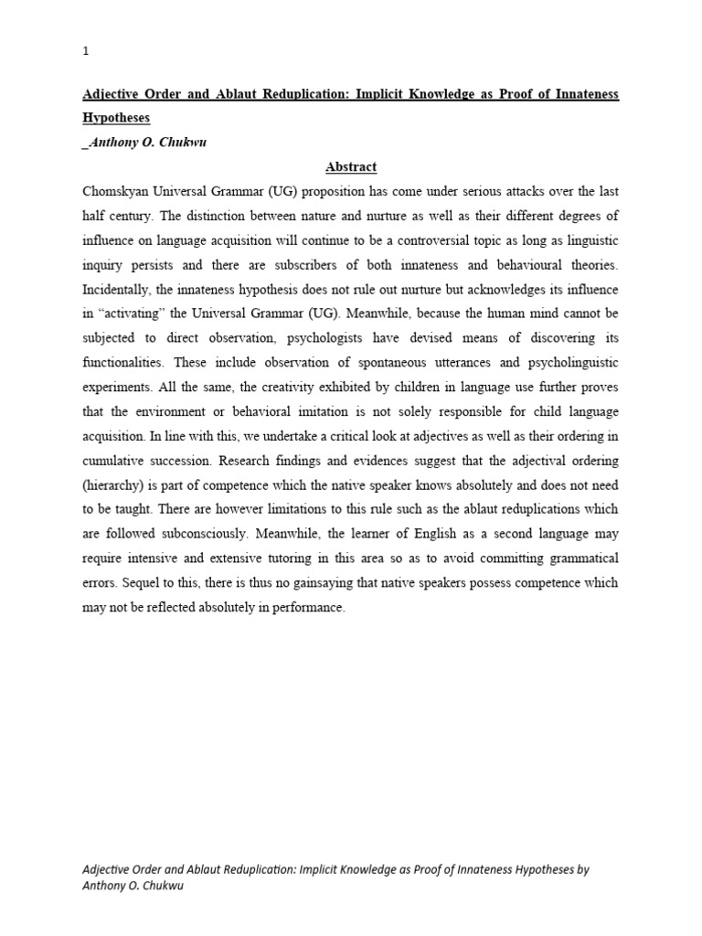 Adjective Order and Ablaut Reduplication | PDF | Adjective | Noun