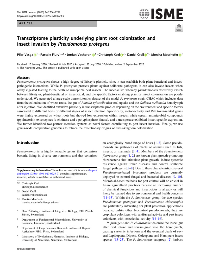 Transciptome Plasticity Underlying Root Colonization and Insect ...