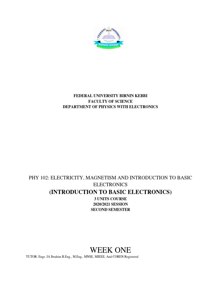 2 Phy102 Weekone | PDF | Capacitor | Resistor