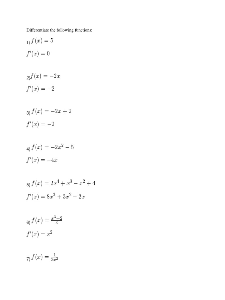 Derivatives Answer Key | PDF