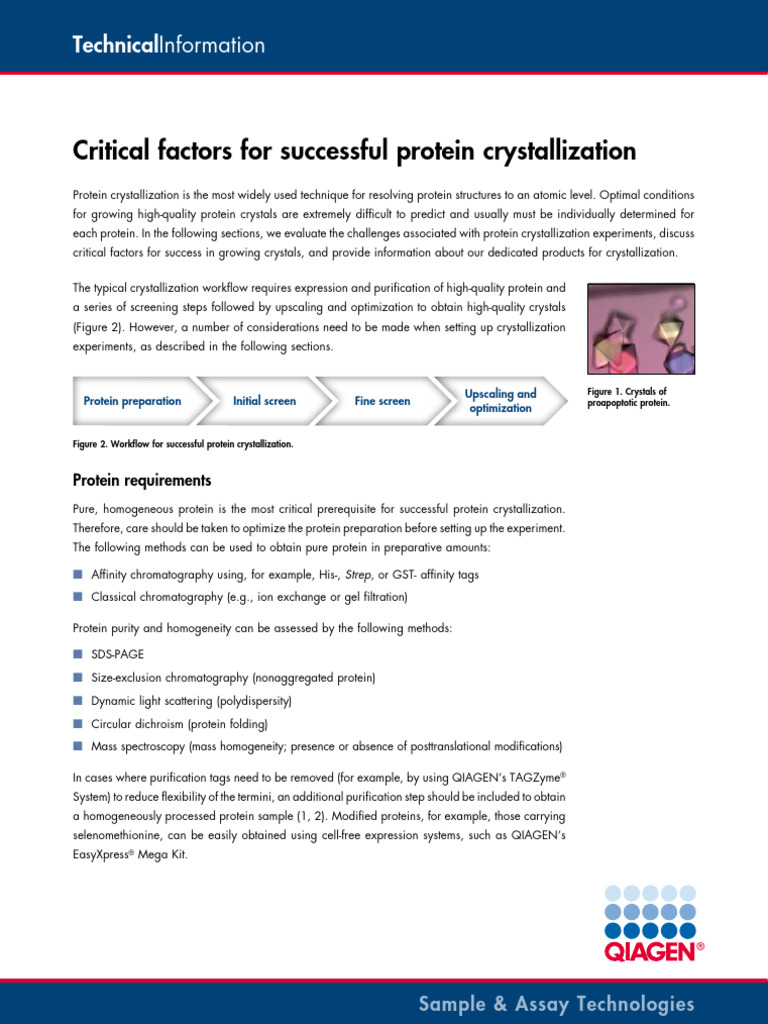 Critical Factors For Successful Protein Crystallization EN | PDF ...