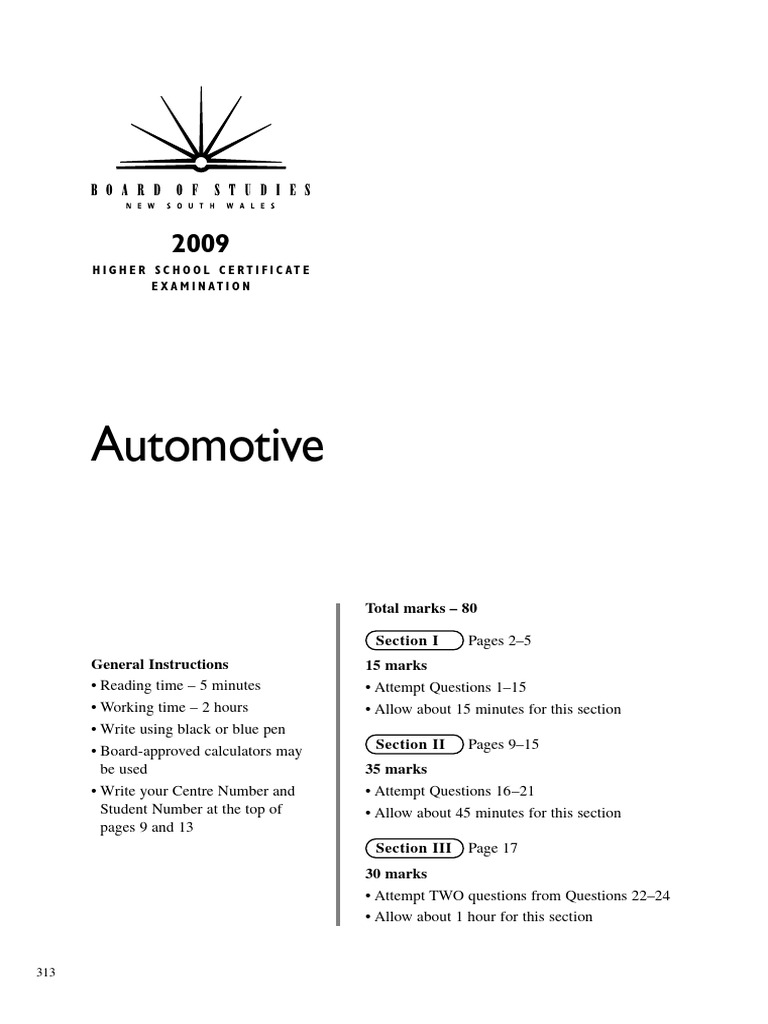 2009 Hsc Exam Automotive Pdf Dangerous Goods Battery Charger