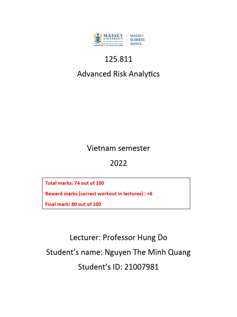 Individual Assignment Reference Pdf Value At Risk P Value