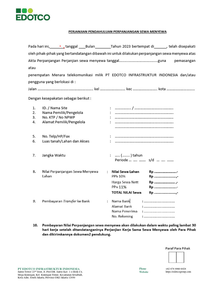 BAK Memo Format - Sewa Awal (1) New | PDF