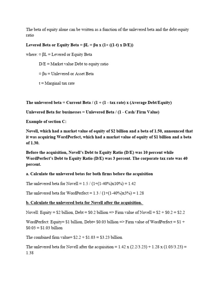 Note For Final Exam | PDF | Cost Of Capital | Beta (Finance)