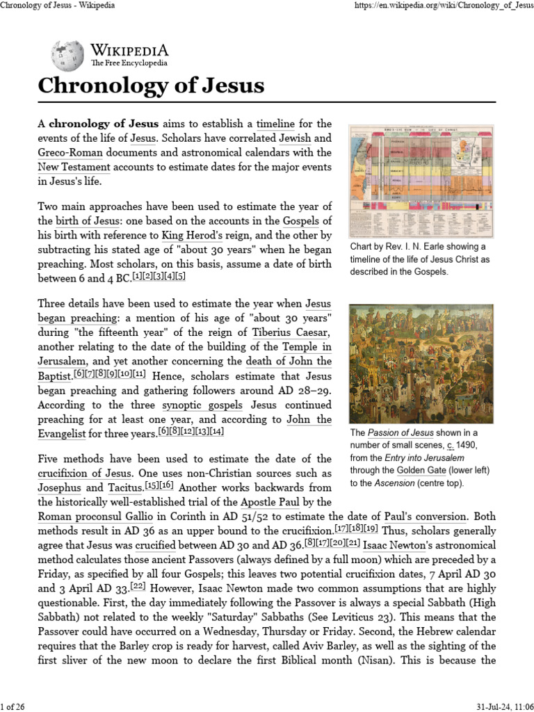 Chronology of Jesus' Life Events | PDF | Herod Antipas | Jesus