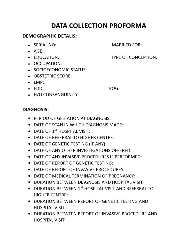 Data Collection Proforma After Minutes | PDF | Social Science | Self ...