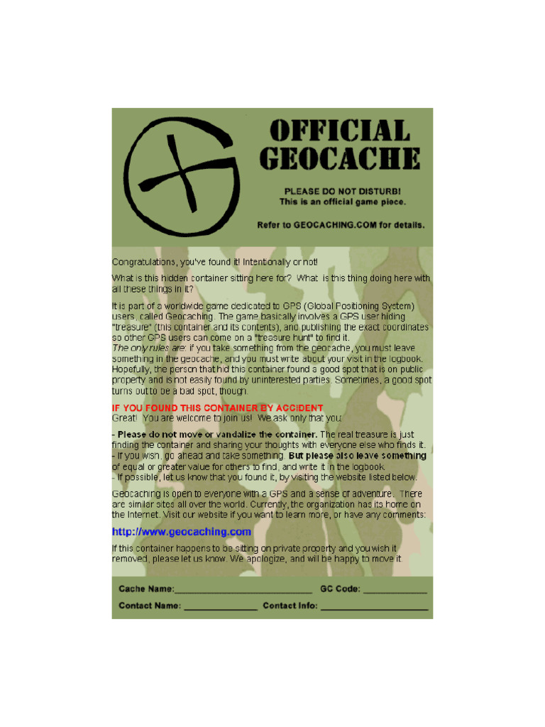 Geocaching Label | PDF
