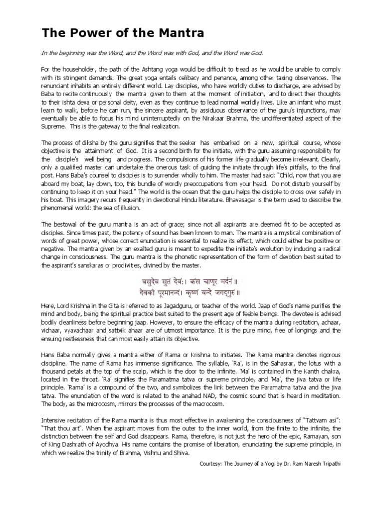 The Power of Mantras in Spiritual Practice | PDF | Mantra | Guru