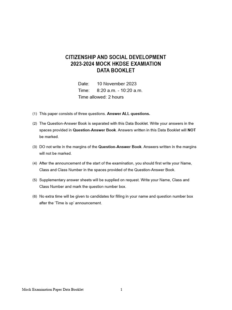 2023-2024 F6 CS Mock Examination - Data - Eng | PDF | Business | Finance & Money Management