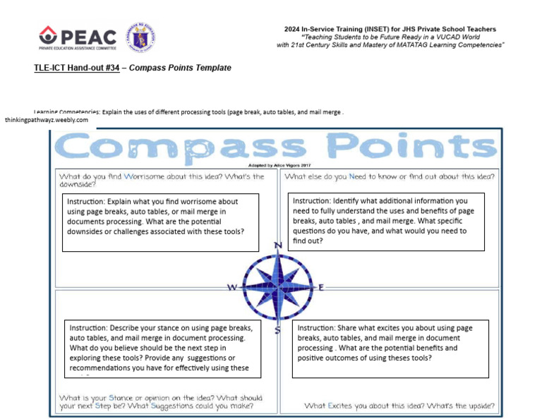 TLE-ICT - Compass Points Template | PDF | Computers