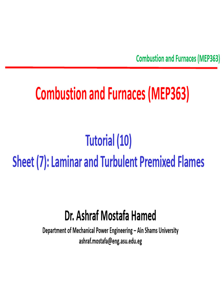 Tutorial-10-MEP363-Sheet-7-Prob-1-2-3-Premixed Flames | PDF | Combustion | Process Engineering