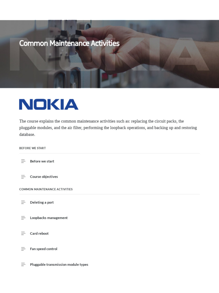 Common_Maintenance_Activities | PDF | Physical Layer Protocols ...