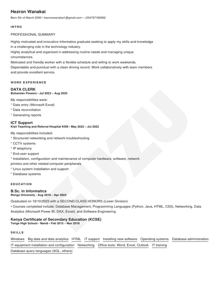 Wanakai CV | PDF | Databases | Computer Science