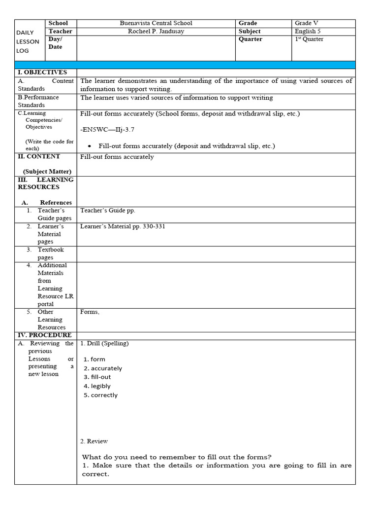 Fill-Out Forms Accurately (Deposit and Withdrawal Slip, Etc.) | PDF ...