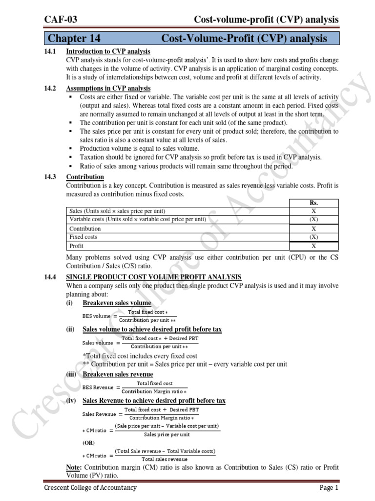 Chap 14 (Cost-Volume-Profit (CVP) Analysis) | PDF | Profit (Economics) | Economies