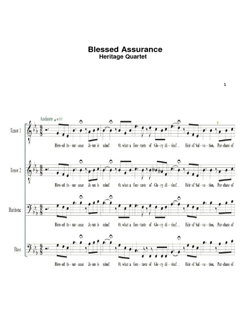 Blessed Assurance-Heritage Singers Quartet | PDF