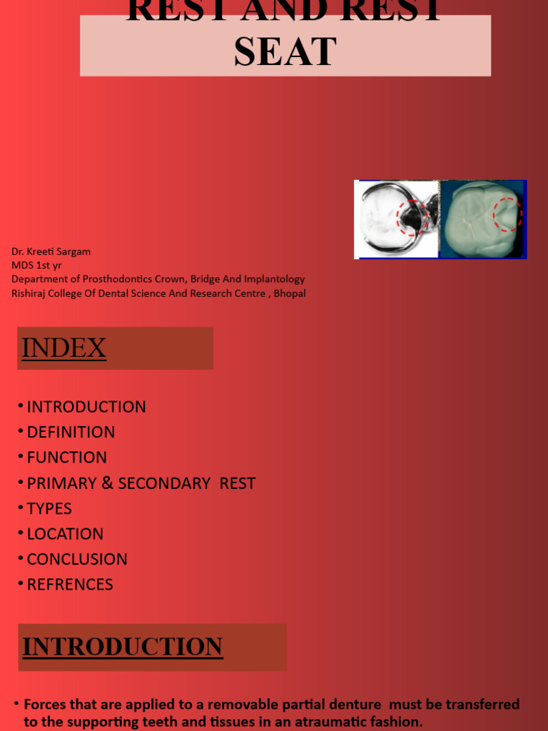 Rest and Rest Seat | PDF | Dentistry | Dentistry Branches