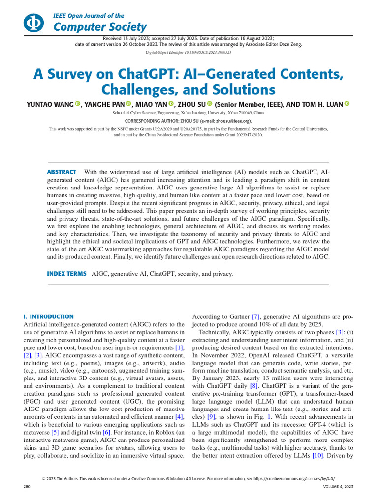 A Survey On ChatGPT AI-Generated Contents, Challenges, and Solutions ...