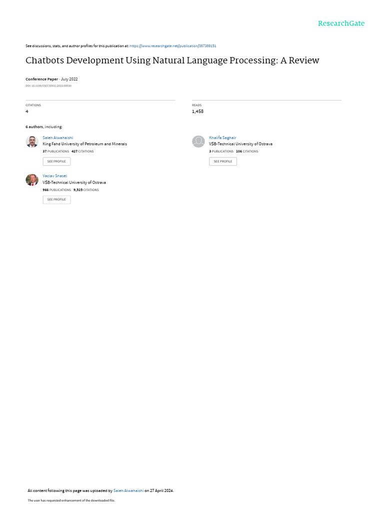 Chatbots Development Using Natural Language Processing A Review | PDF ...